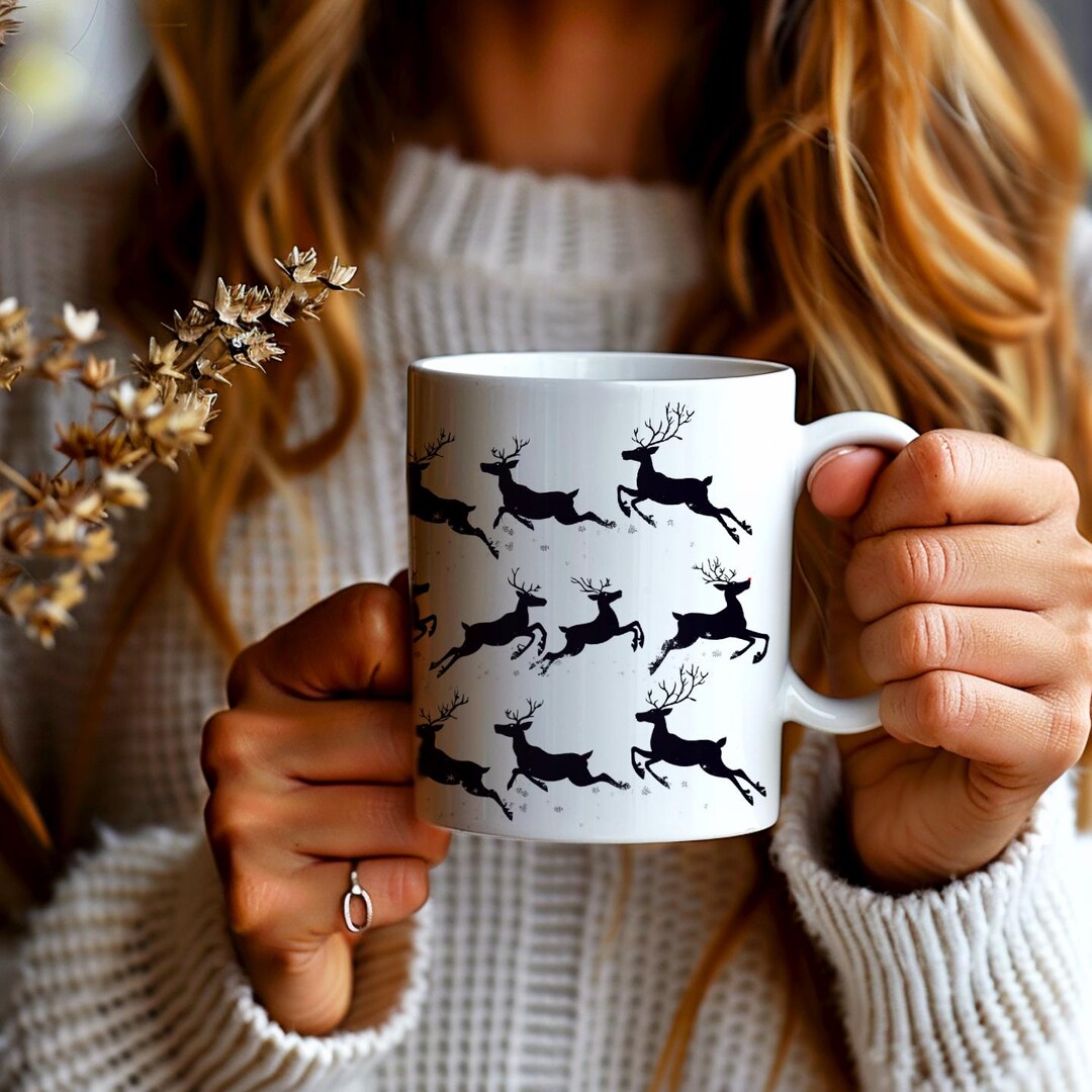 Reindeer Mug, Rudolph the Red Nosed Reindeer, Santa's Sleigh, Winter ...