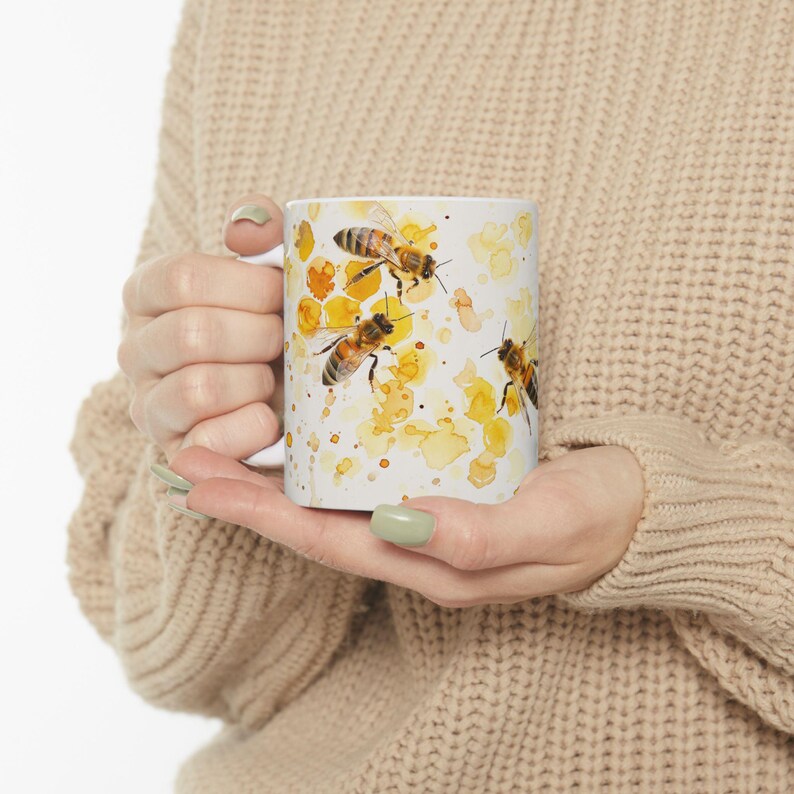 Bumble Bee Mug, Honey Bee Mug, Honey Comb Cup, Garden Lover, Nature ...