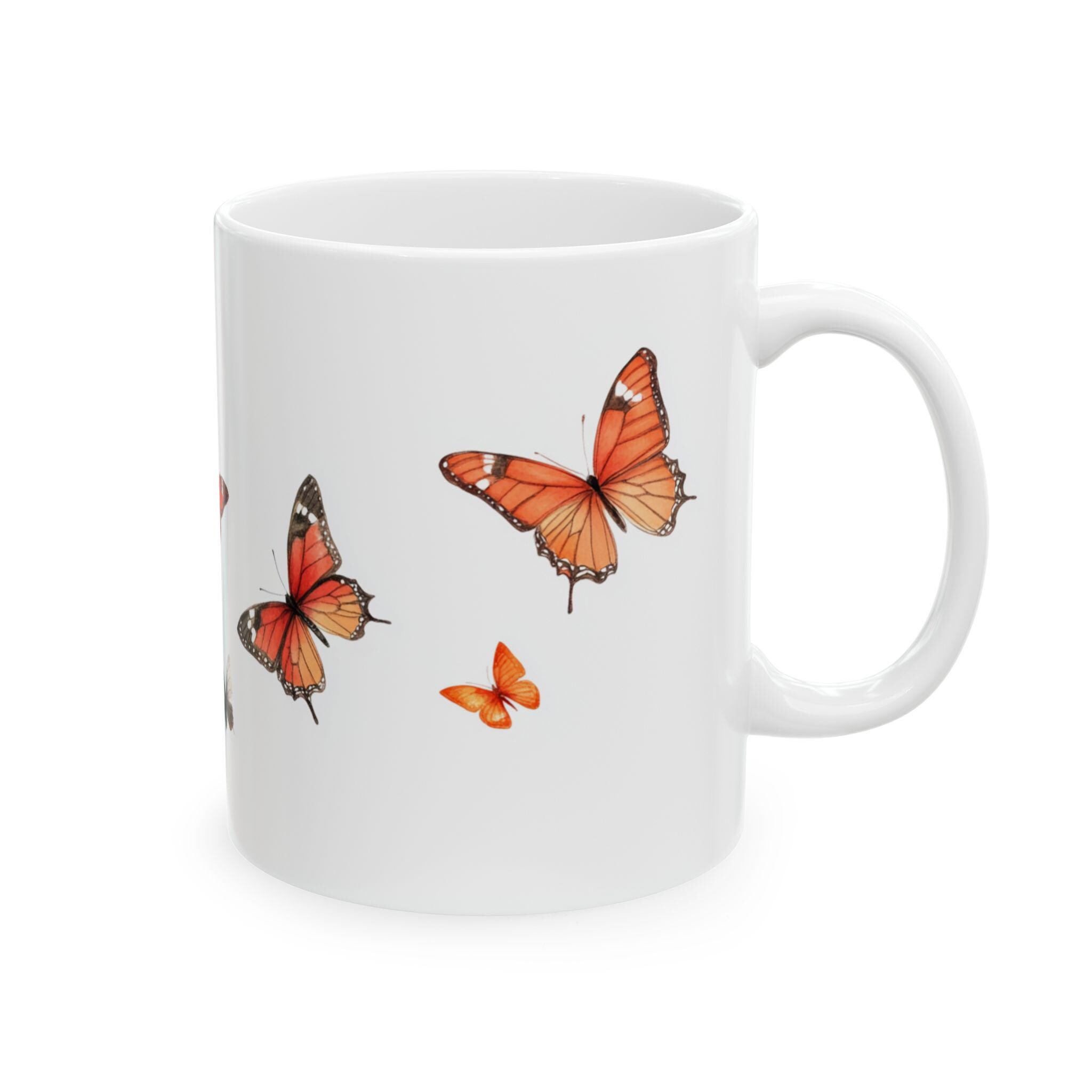 Cute Butterfly Mug, Colorful Butterflies, Nature Lover Mug, Cartoon ...