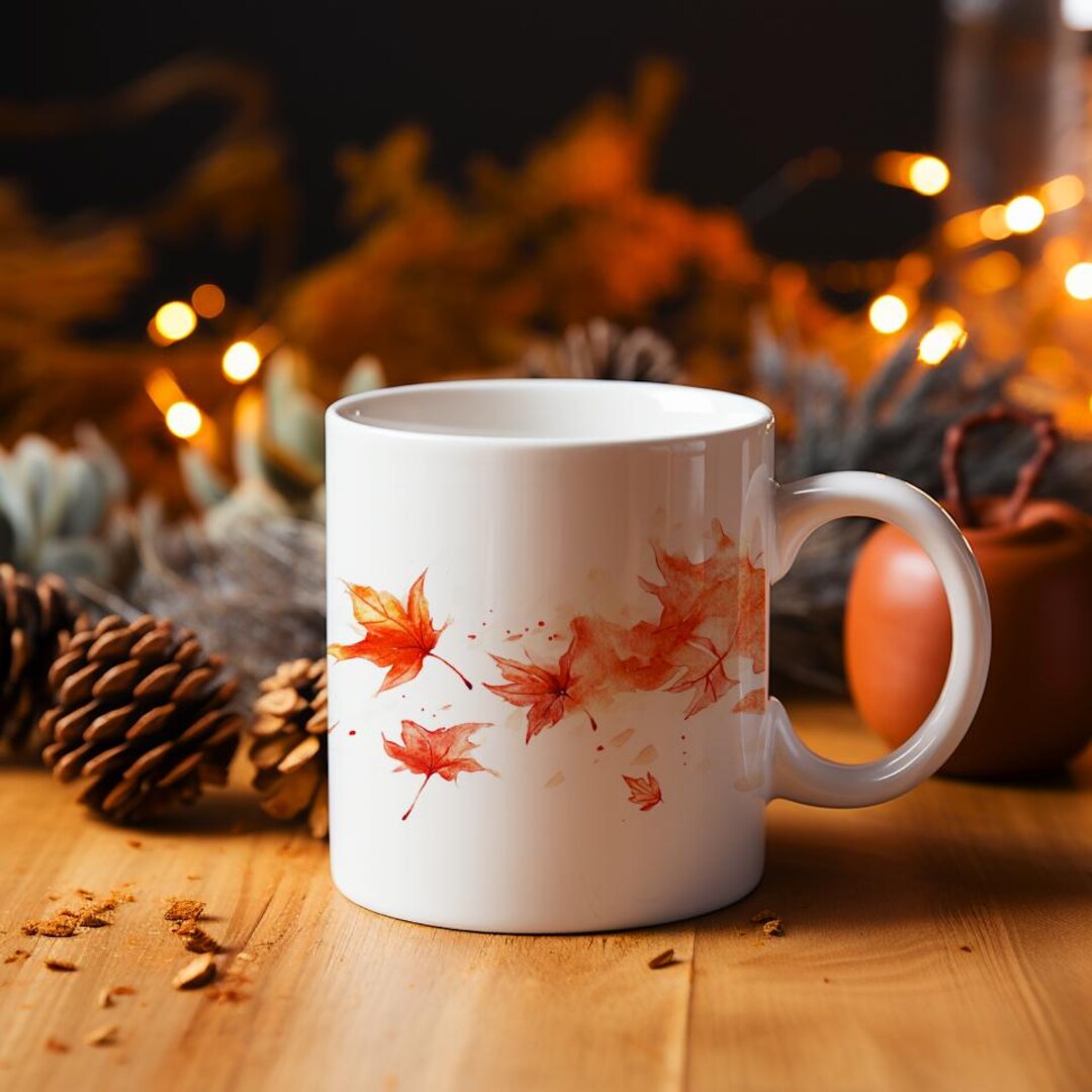 Maple Leaf Mug, Autumn Leaves, Fall Vibes Mug, Watercolor Maple Leaf ...