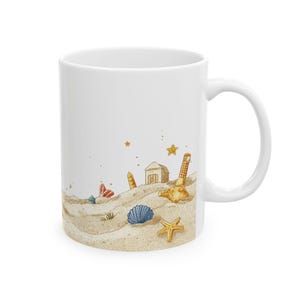 Beach Sand Mug: Coastal Starfish & Sandcastle Design, 11oz Ceramic - Etsy