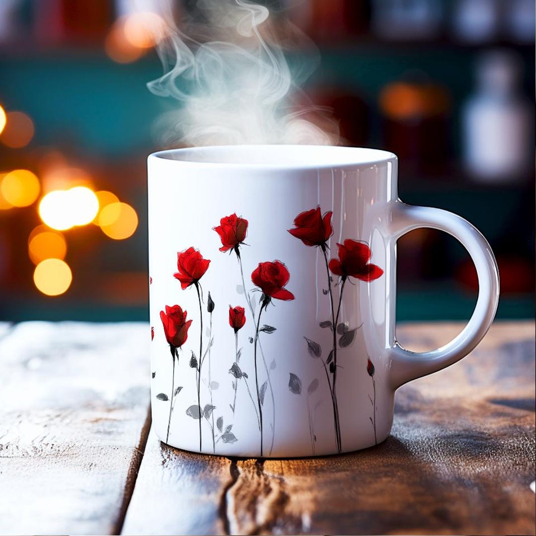 Elegant Rose Mug, Beautiful Roses Cup, Vintage Flowers, Nature Inspired ...