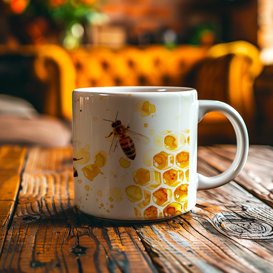Bumble Bee Mug, Honey Bee Mug, Honey Comb Cup, Garden Lover, Nature Inspired Cup, 11oz - Etsy
