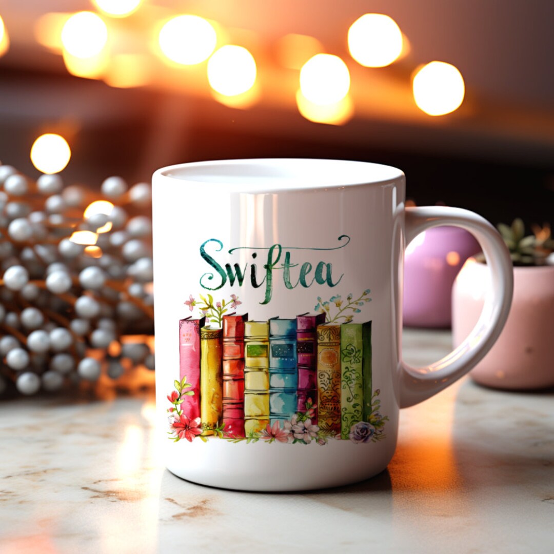 Swiftea Mug, Book and Flowers Design, Music Lovers Gift, Gift for Her ...