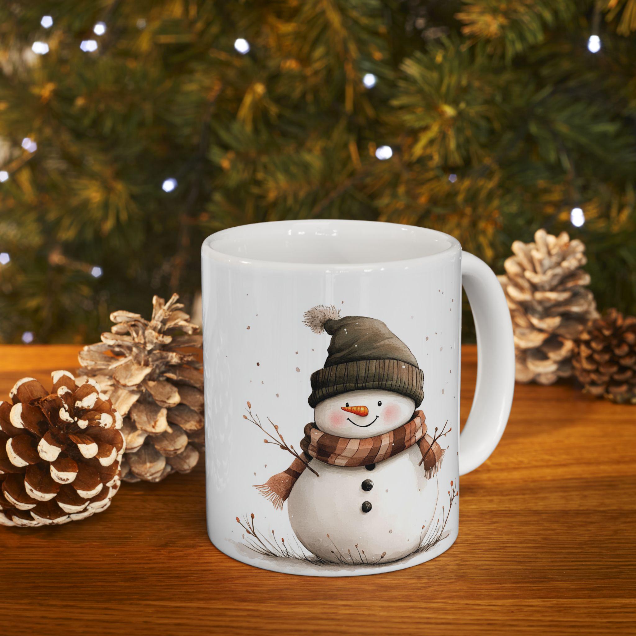 Snowman Mug, Frosty Snowman, Cute Winter Mug, Snow Themed Cup, Holiday ...