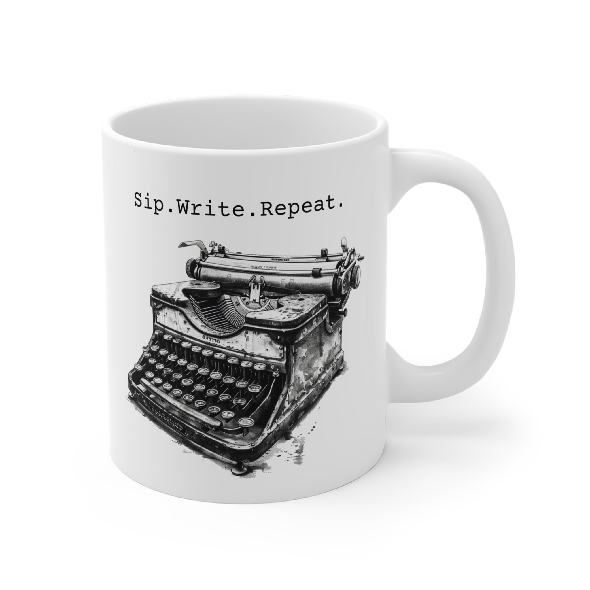 Vintage Typewriter Mug, Sip Write Repeat Mug, Writers Cup, Gift for ...