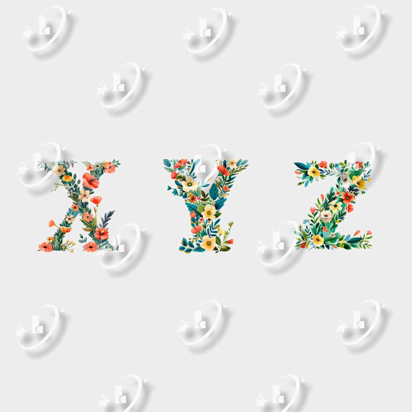 26 PNG, Watercolor Spring Floral Alphabet Collection Clipart, Alphabet ...