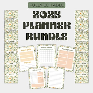 2025 Planner Template Floral - Easy to Edit Canva Templates - Aesthetic ...
