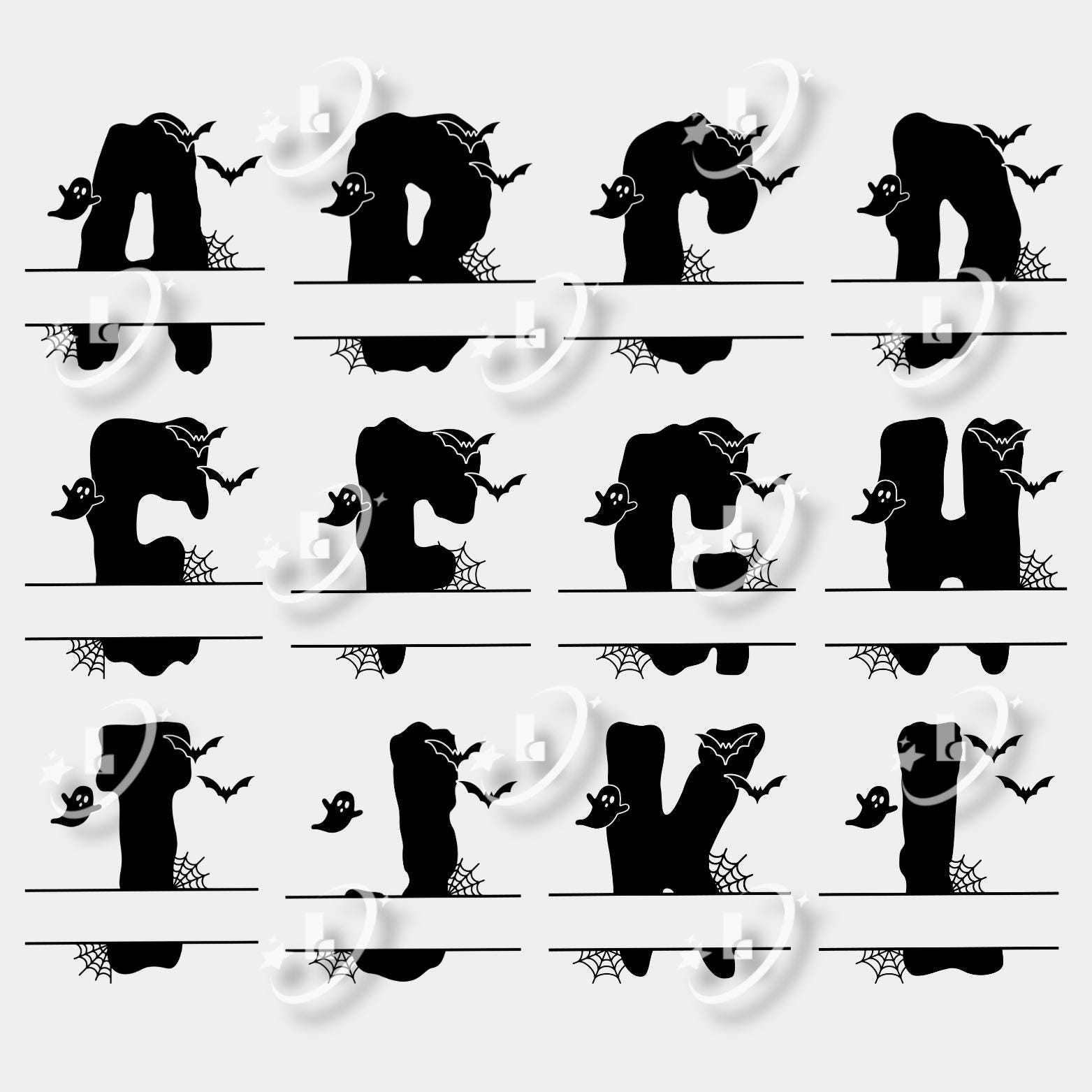 Halloween Split Monogram Svg, Halloween Png, Halloween Monogram Clipart ...