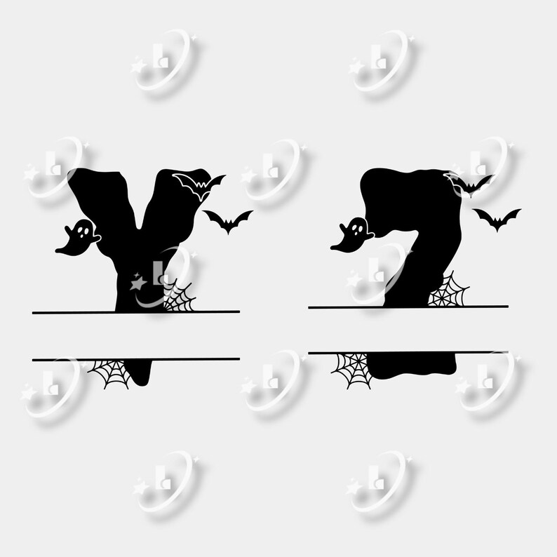 Halloween Split Monogram Svg, Halloween Png, Halloween Monogram Clipart, Halloween Letter ...