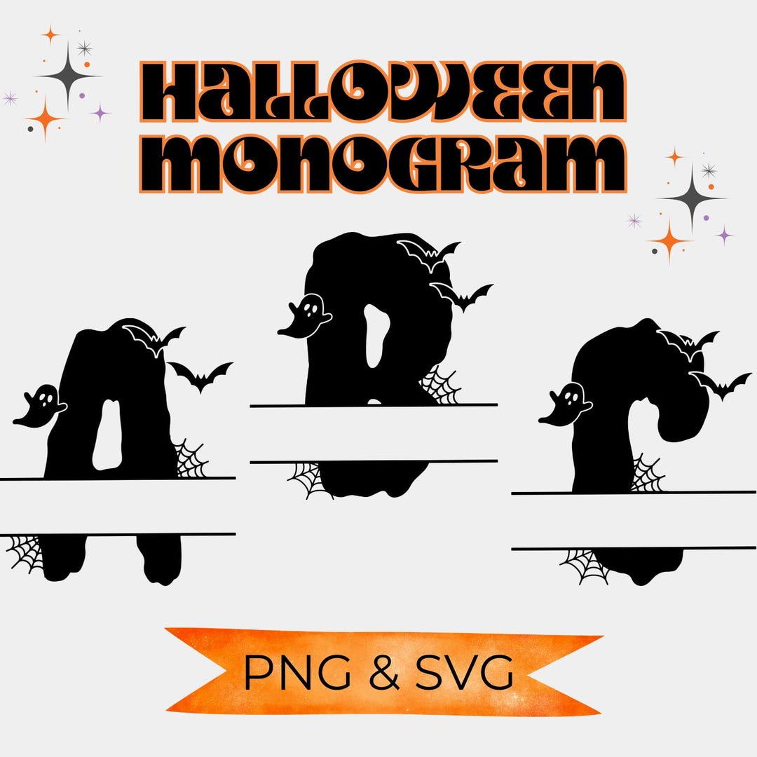 Halloween Split Monogram Svg, Halloween Png, Halloween Monogram Clipart ...
