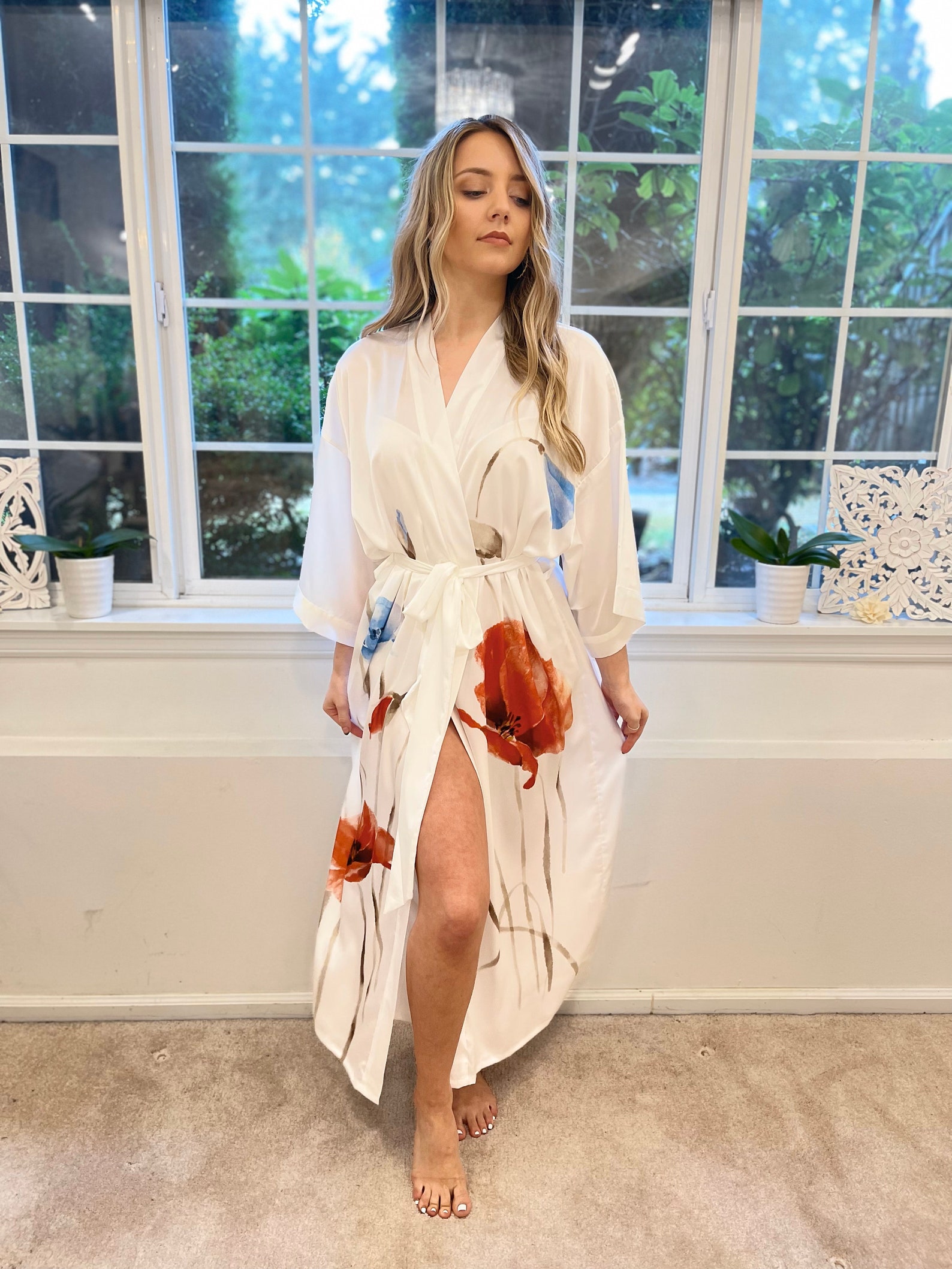 Long Soft Lightweight Silky Kimono Robe for Women, Luxury Japanese ...