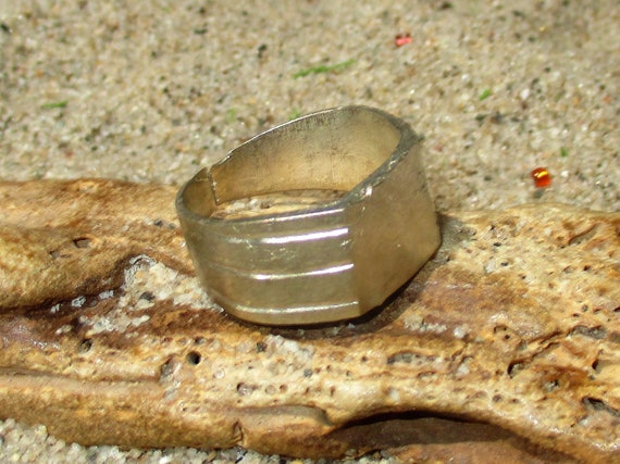 Old Etched Silver West African Ring - Gem