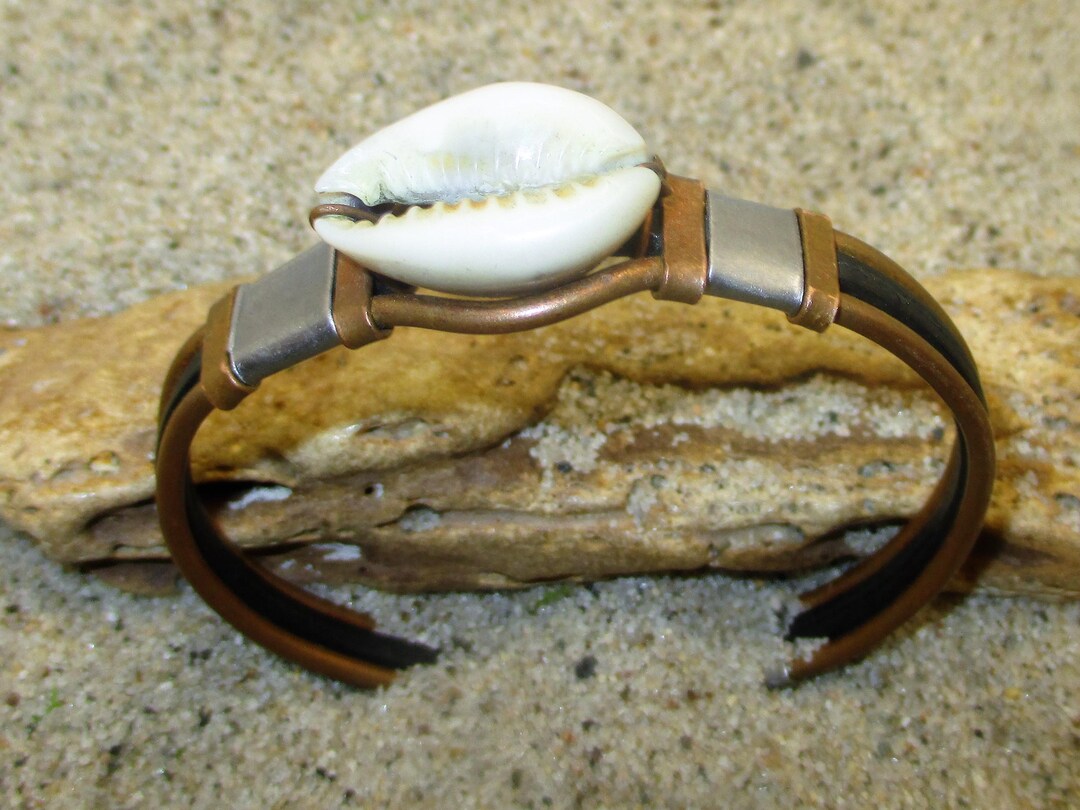 Copper, Cowrie Shell and Rubber West-african Bracelet - Etsy