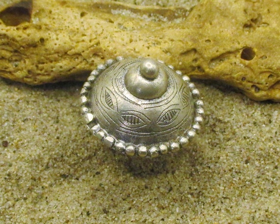 Large Silver Fulani Mali West African Dome Ring - Gem