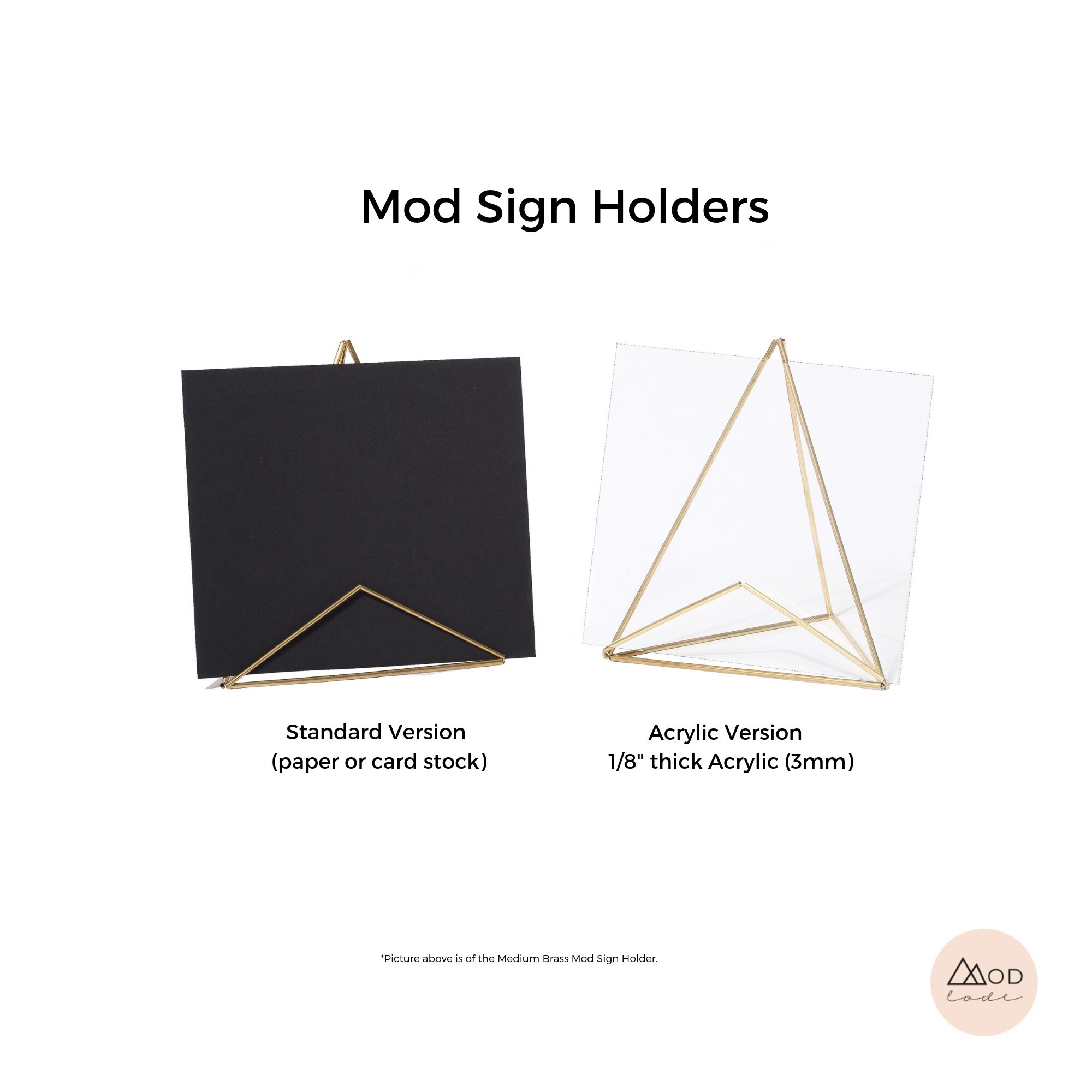 Mod Sign Holders 3 Size Options: Brass Rose Gold Silver - Etsy Canada