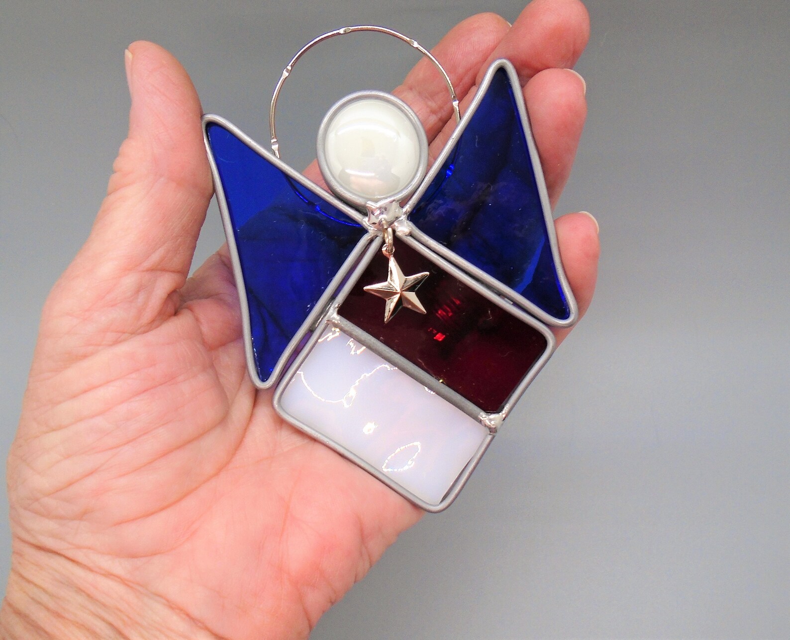 Stained Glass USA Flag Angel Sun Catcher, Military Gift - Etsy
