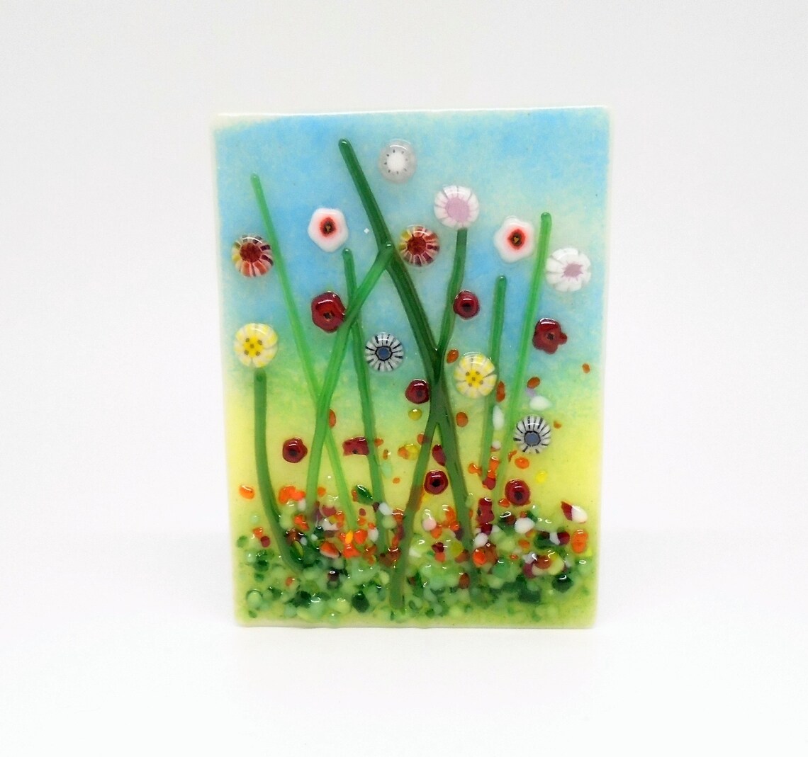 Fused Glass Flower Garden Tea Light Holder Fused Glass - Etsy
