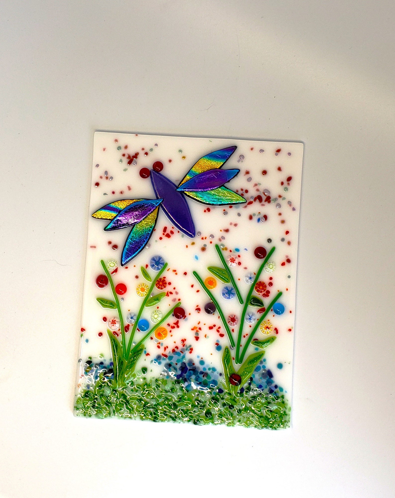 Fused Glass Nature Panel With Wooden Stand Dichroic Fused - Etsy