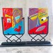 Colorful Funny Face Fused Glass Panel With Display Stand, Dichroic ...
