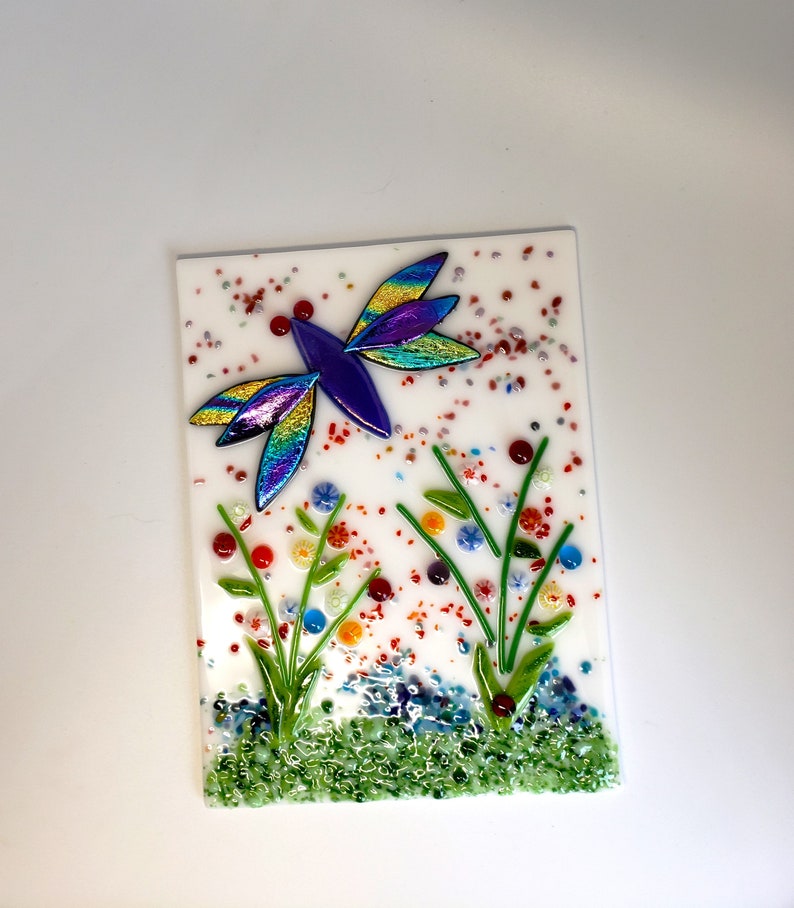 Fused Glass Nature Panel With Wooden Stand Dichroic Fused - Etsy