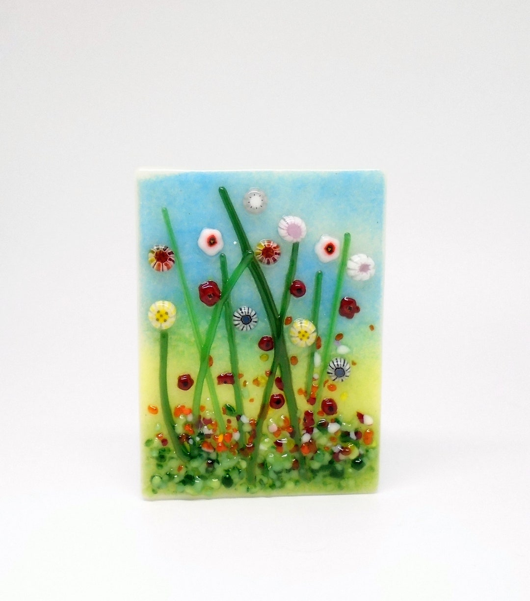 Fused Glass Flower Garden Tea Light Holder, Fused Glass Bouquet ...
