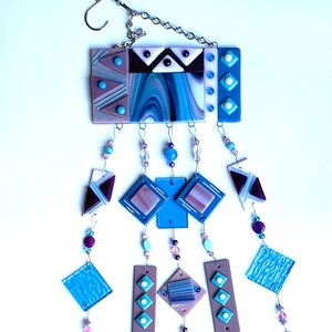 Geometric Fused Glass Wind Chime, Purple, Pink, and Blue Glass Wind ...