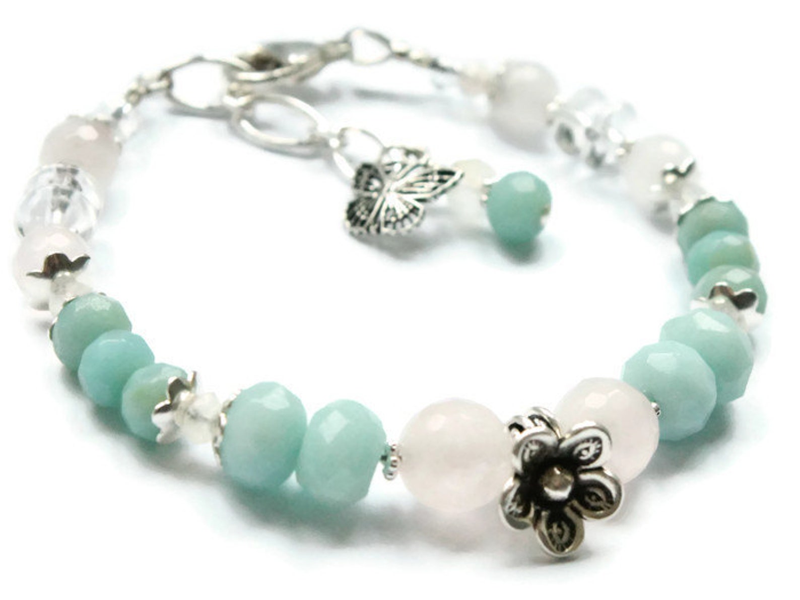 Sterling Fertility Pregnancy Bracelet- Layla- Rose Quartz, Amazonite ...