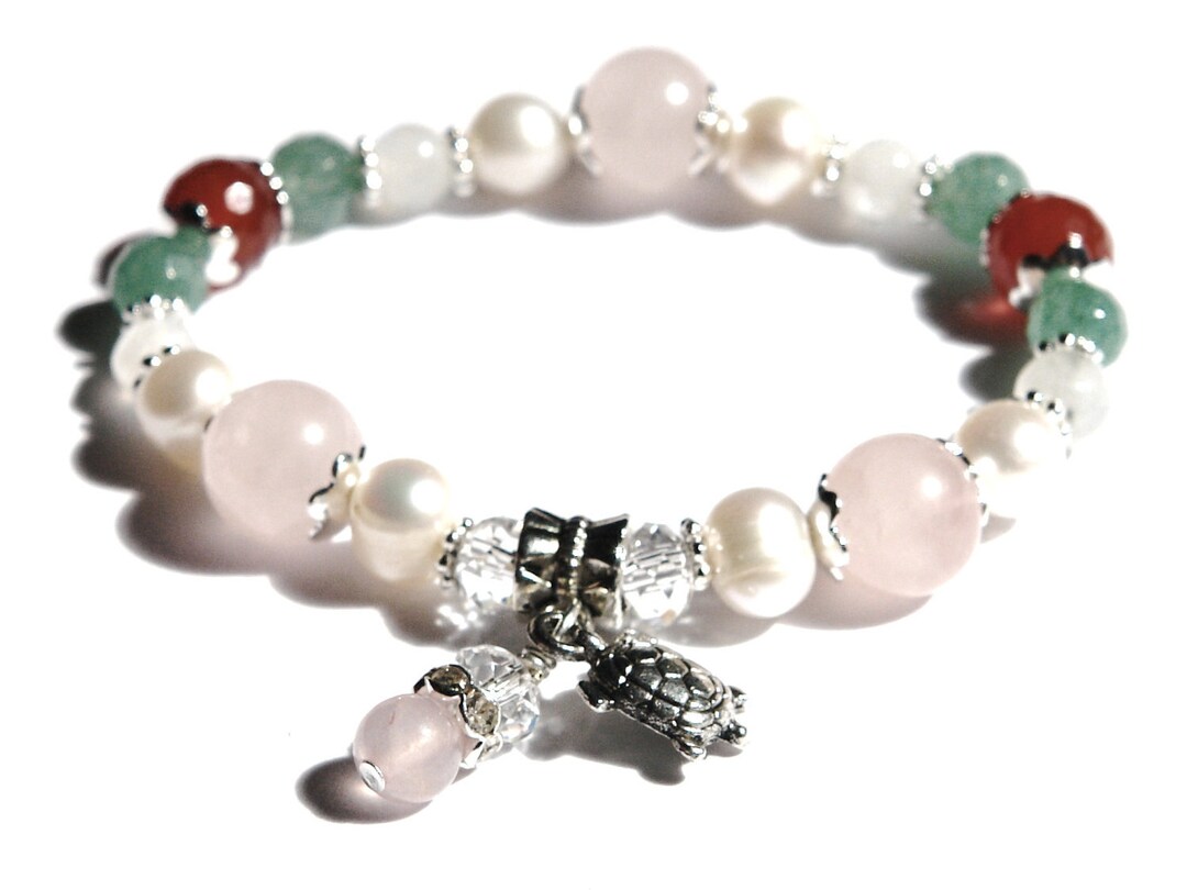 JUNO Fertility Stretch Bracelet With Rose Quartz, Moonstone, Carnelian ...