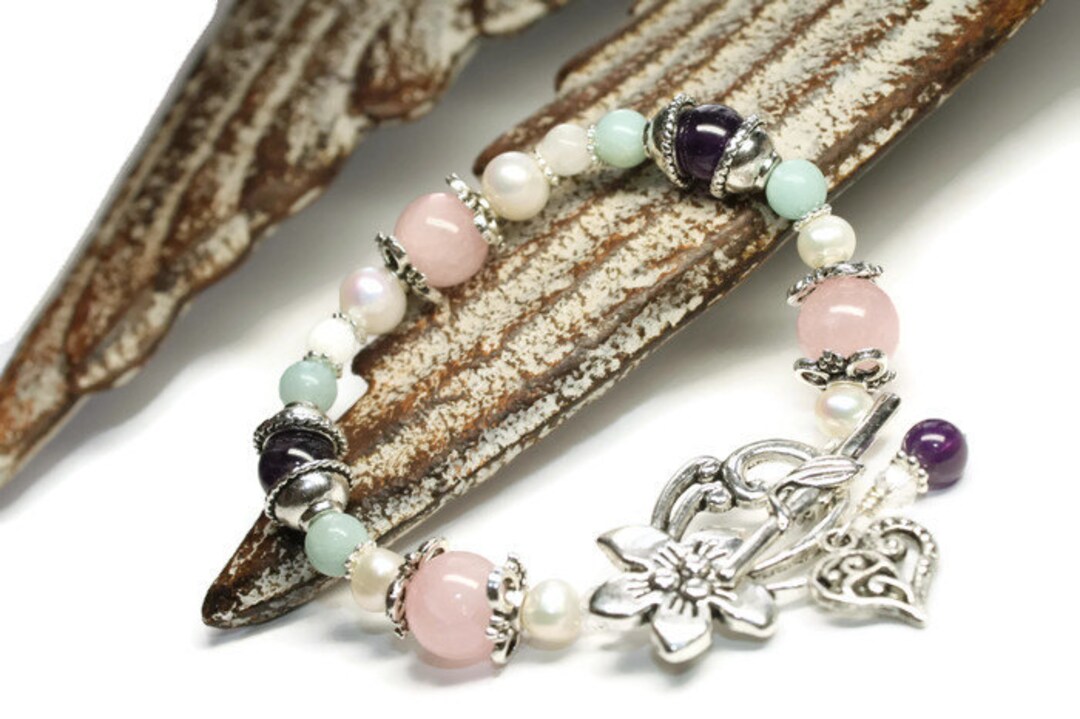 JUNO Crystal Fertility Bracelet /amazonite, Amethyst, Moonstone, Rose ...