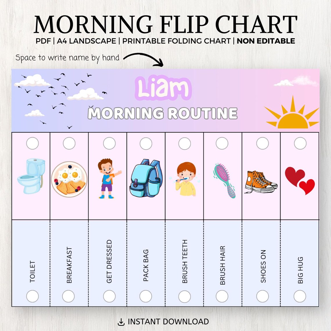 Morning Routine Chart Printable, Flip Chart, Morning Routine Flip Chart ...