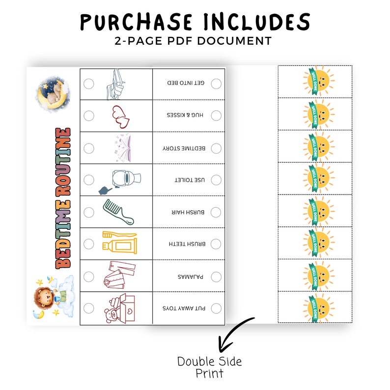 Kids Flip Routine Chart Printable, Morning Chart, Bedtime Routine, Flip ...