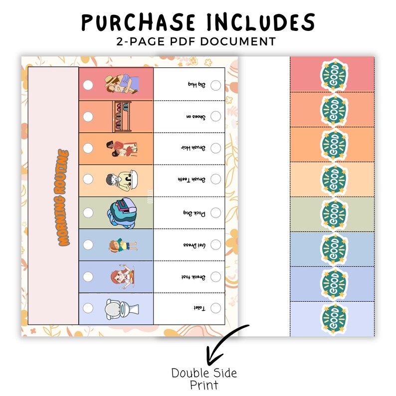 Editable Kids Flip Routine Charts Bundle, Morning Chart, Bedtime ...