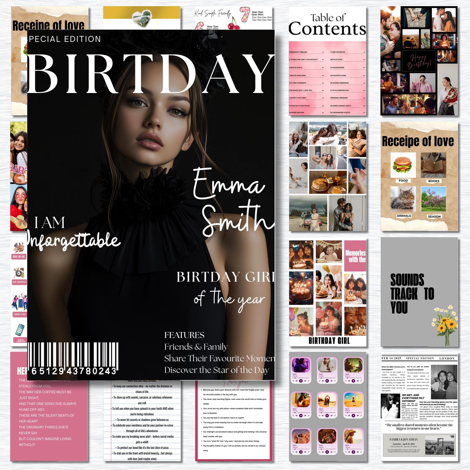 Birthday Magazine Printable Template, Canva Editable Template, Photo ...