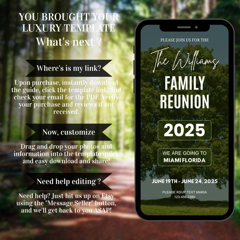Digital Family Reunion Itinerary, Family Reunion Schedule, Itinerary ...