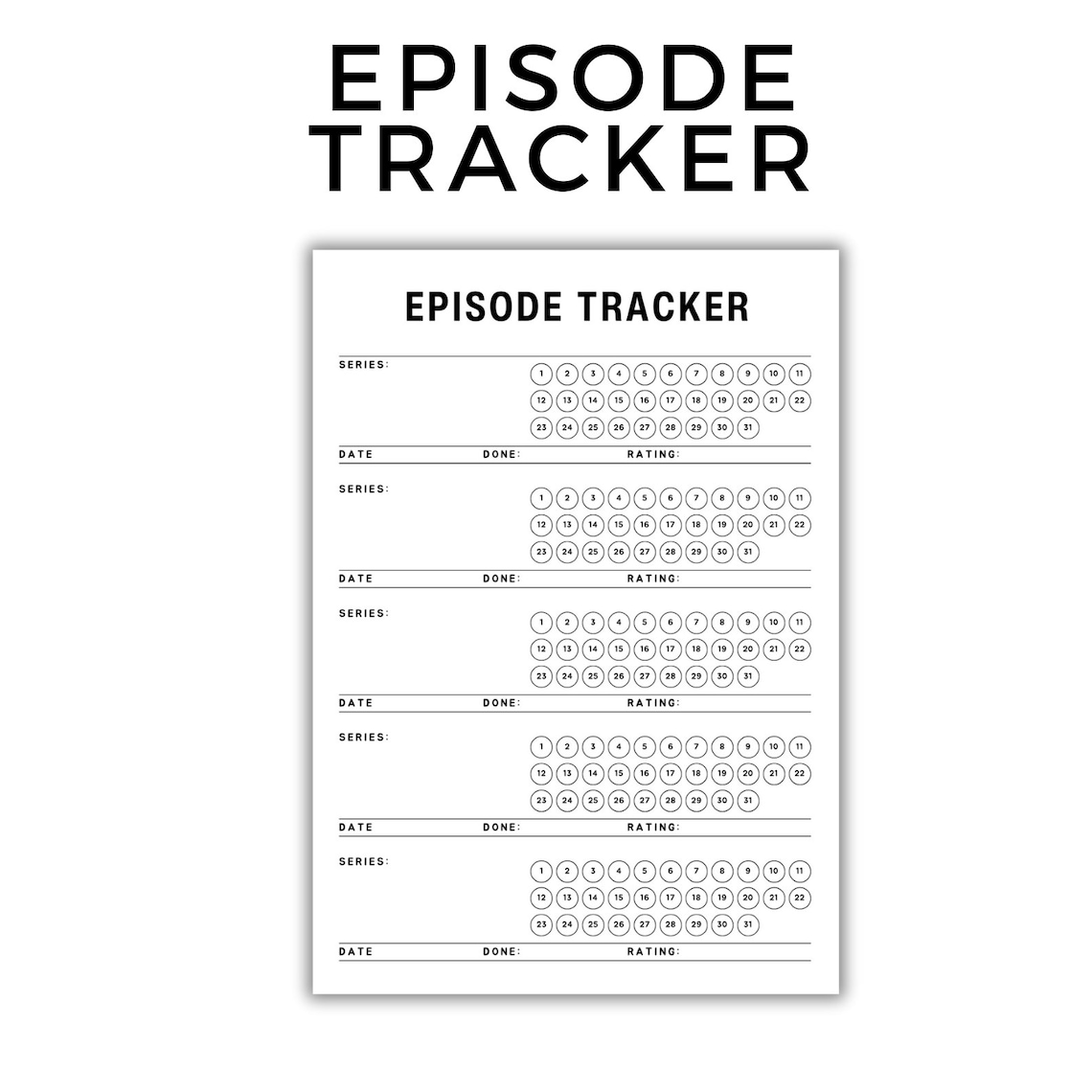 Series Tracker, Episode Tracker, Printable Planner, A6 Journal Pages ...