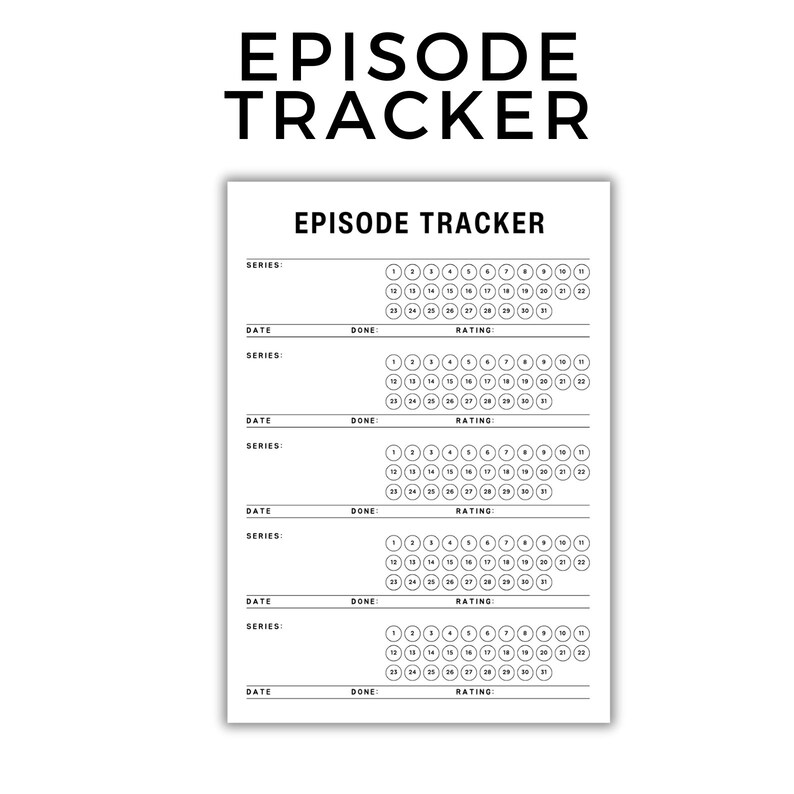 Series Tracker, Episode Tracker, Printable Planner, A6 Journal Pages ...