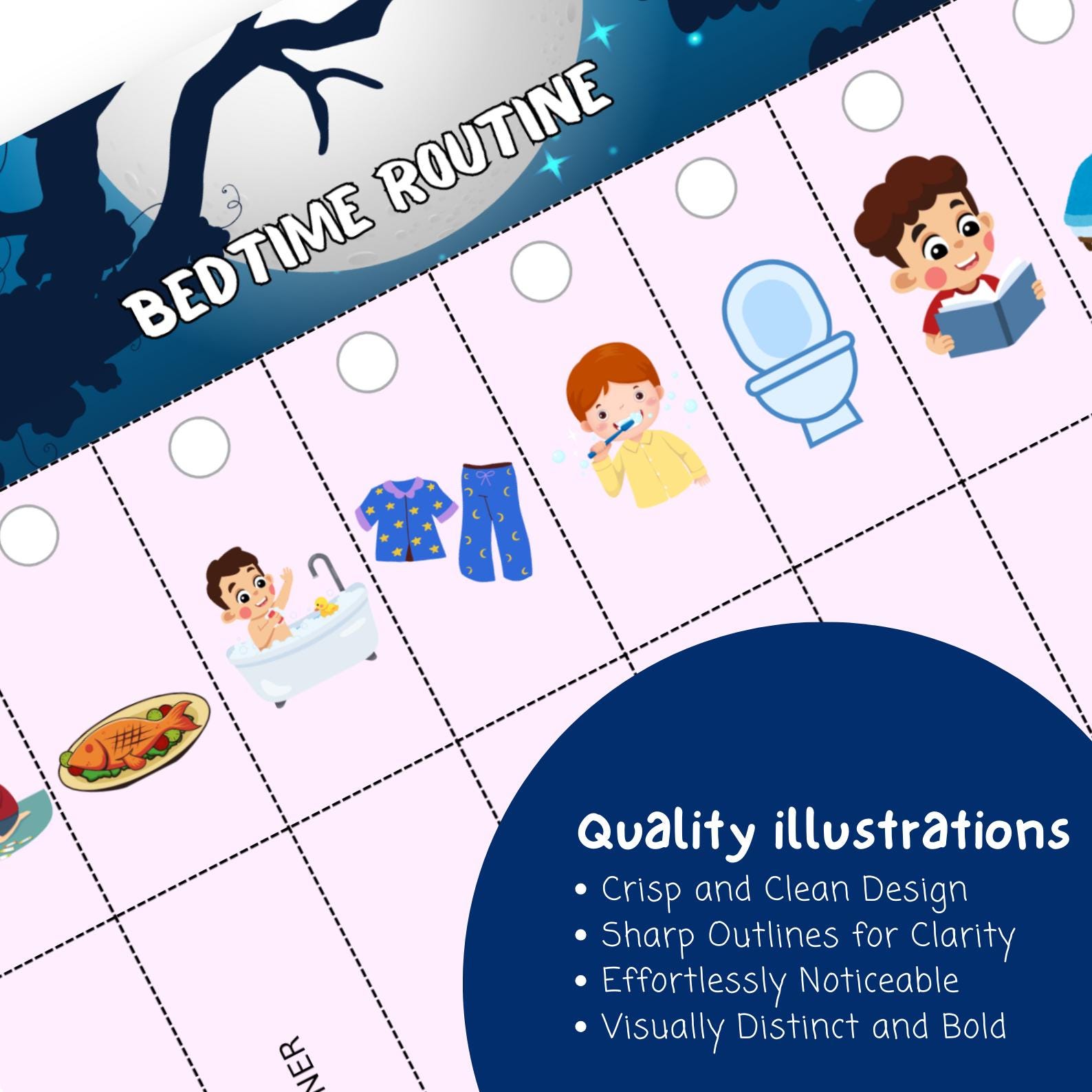 Bedtime Routine Chart Printable, Kids Bedtime Chart, Printable Folding ...