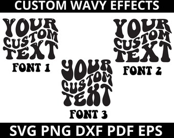 Custom Wavy Stacked Svg, Retro Wavy Text Svg, Custom Wavy Text Svg, Personalized Text, Custom ...
