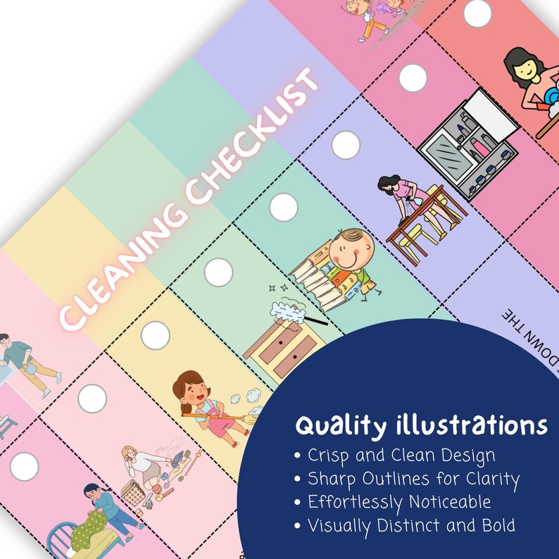 Editable Cleaning Checklist Chart, Kids Routine Chart, Printable ...