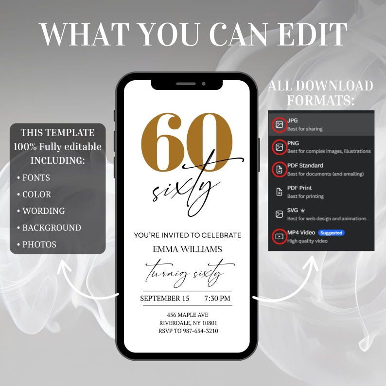Animated 60th Birthday Party Invitation, Fabulous Electronic Invitation ...
