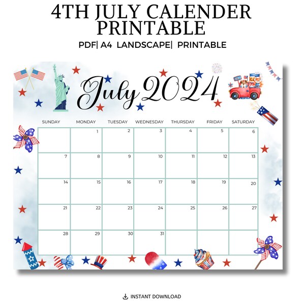 Printable July 2025 Calendar - Etsy