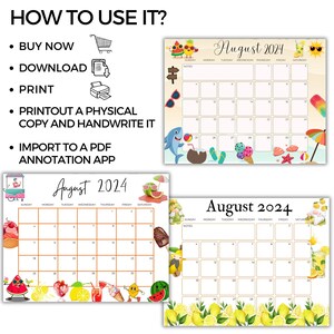 August 2024 Calendar, Printable Calendar, Relaxing Summer, Back to ...