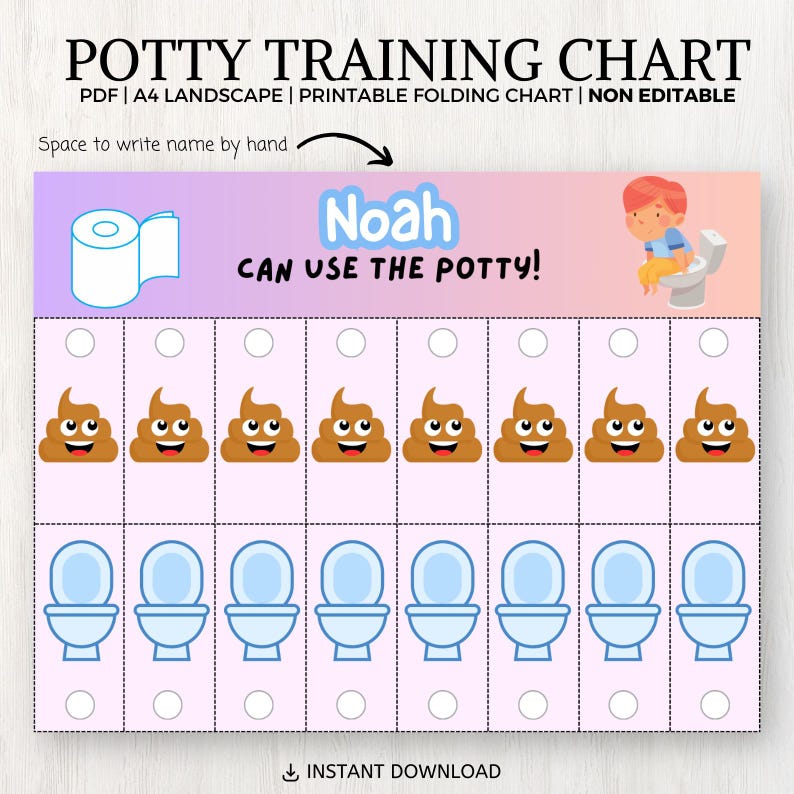 Potty Training Routine Chart Printable, Kids Routine Chart, Toilet ...