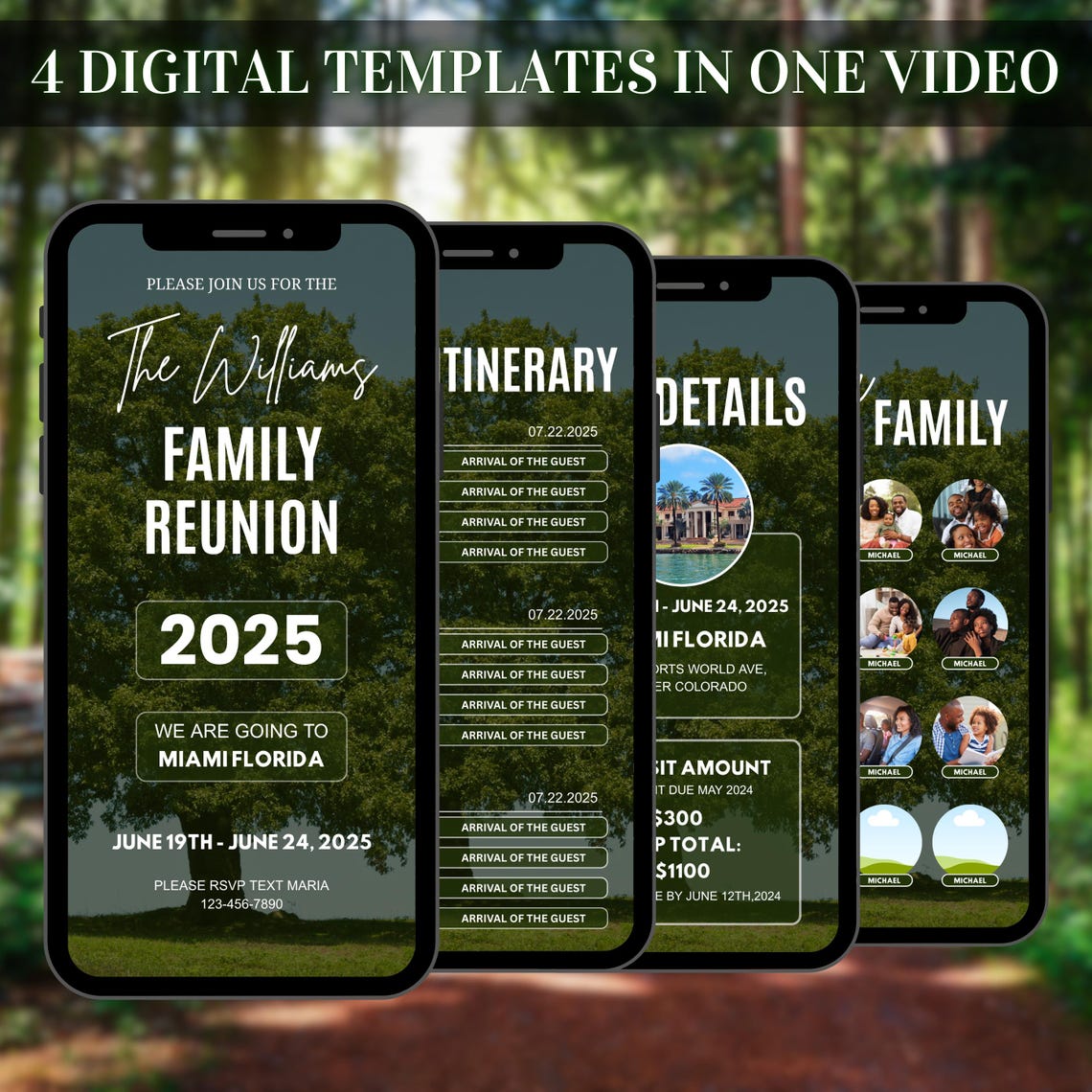 Digital Family Reunion Itinerary, Family Reunion Schedule, Itinerary ...