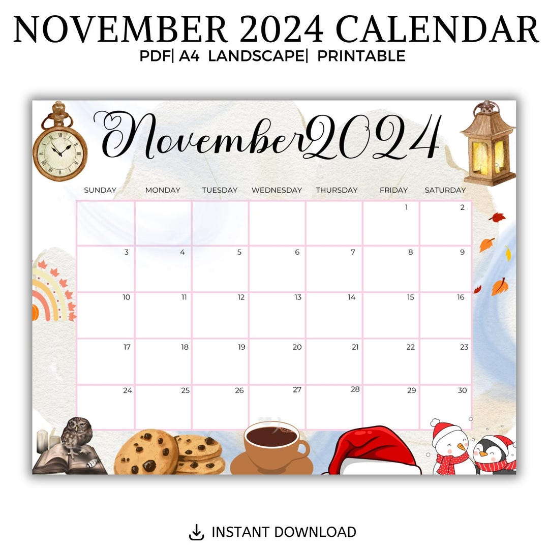 Printable 2024 Calendar, Printable Wall Calendar 2024, Happy ...