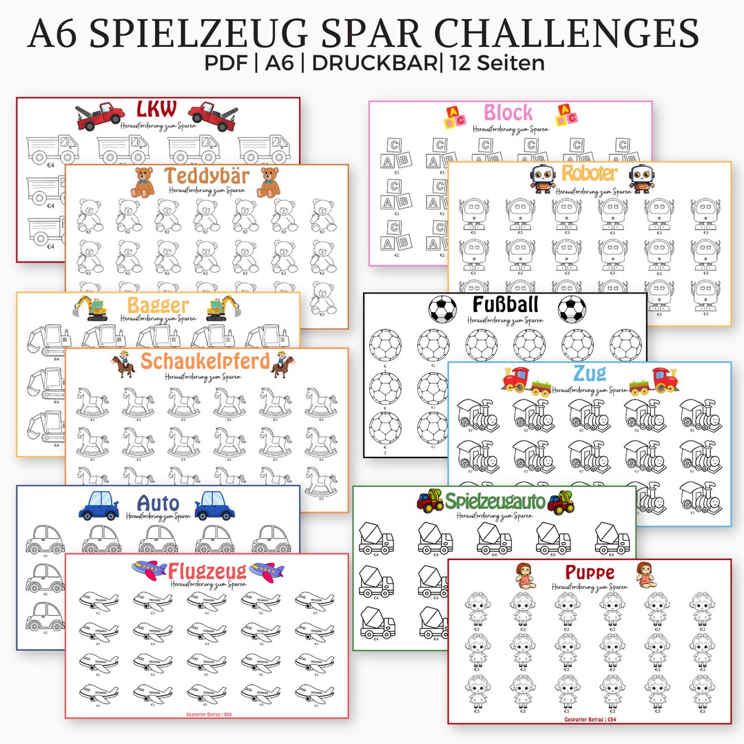 Kinder Spar Challenge Zum Ausdrucken, Mini Spar Challenge, Geld Spar ...