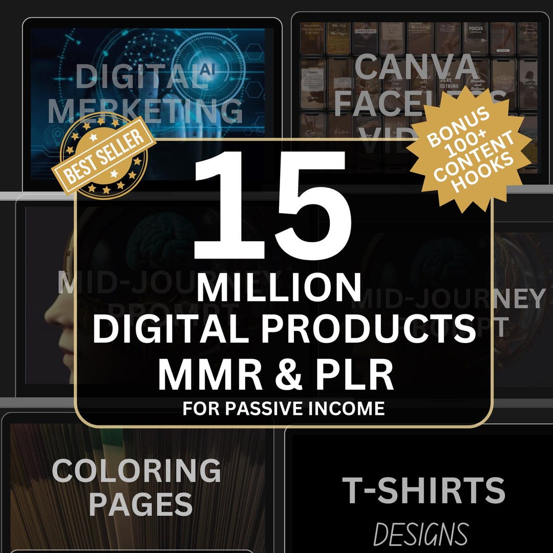 15 Million Digital Products Bundle Resell MRR PLR, Faceless Social ...
