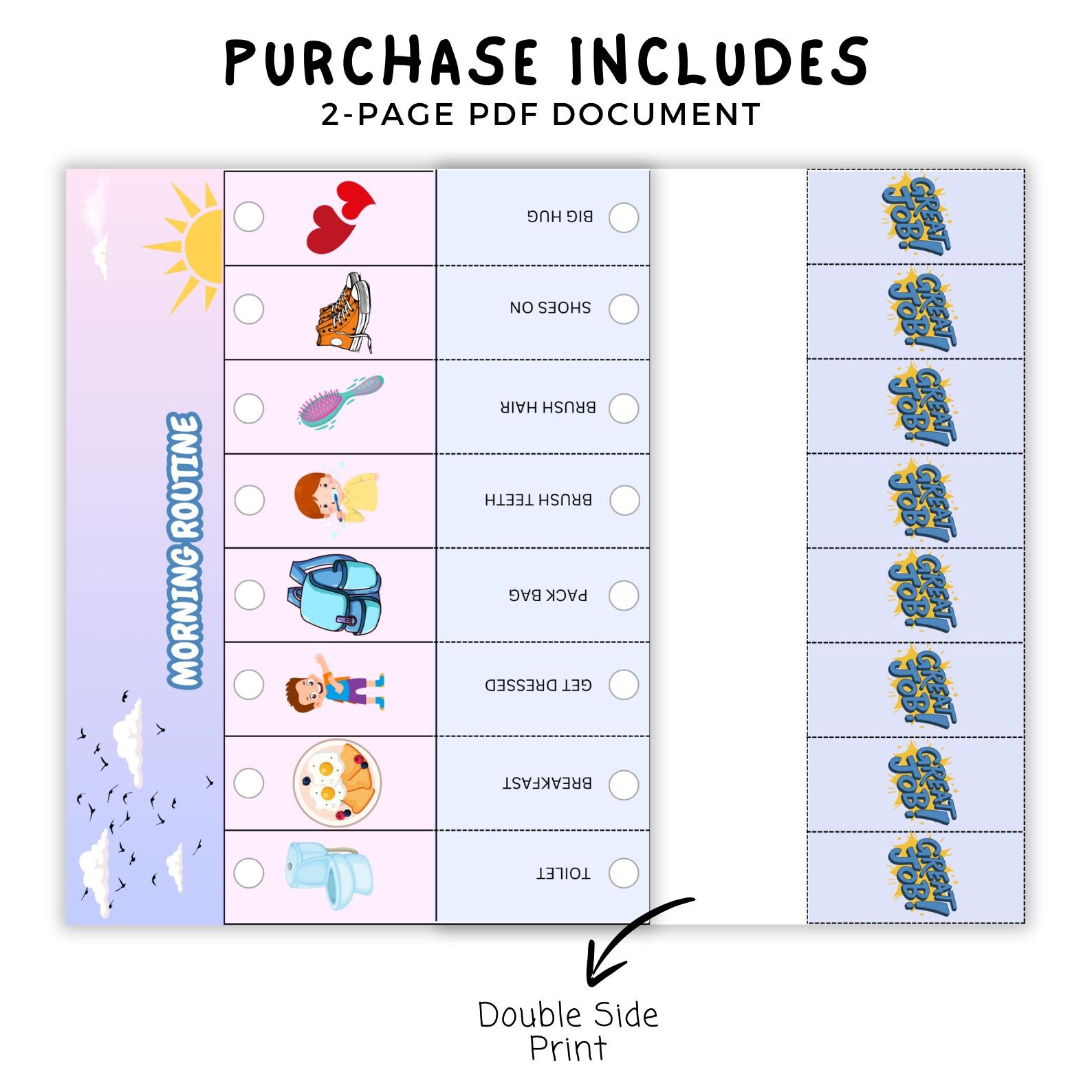 Morning Routine Chart Printable, Flip Chart, Morning Routine Flip Chart ...