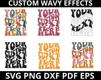 Custom Wavy Stacked Svg, Retro Wavy Text Svg, Custom Wavy Text Svg, Personalized Text, Custom ...